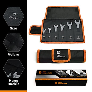 Der Erwachte Super-Thin Open End Wrench Set, SAE, 6-Piece, Including 3/8", 7/16", 1/2", 9/16", 5/8"，11/16", 3/4", 13/16", 7/8", 15/16", 1", 1-1/16", Slim Wrench Set with Rolling Pouch