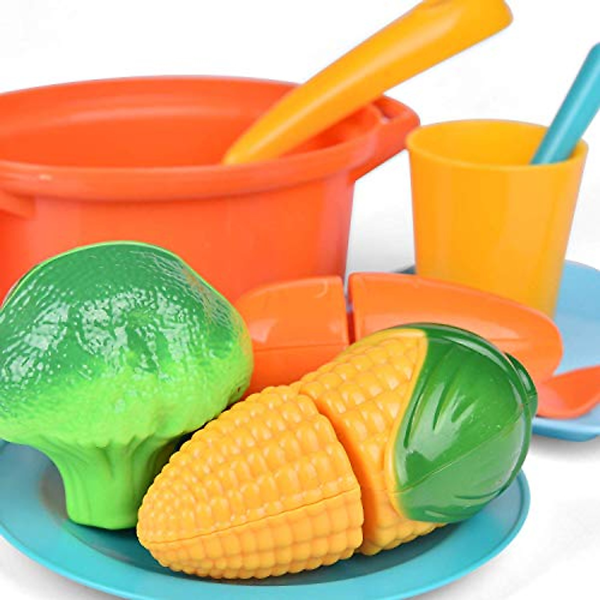 Play Dishes for Kids Kitchen, 54PCS Food Toys Play Food for Kids Kitchen Including Play Dishes Pots, Pans & Pretend Food Pretend Toys for Toddles