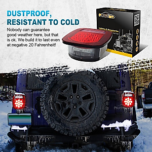 Partsam 2x Red/White 39 LED Stop Turn Tail Stud Lights Replacement for Jeep CJ YJ JK Truck Trailer Boat RV, Hardwired