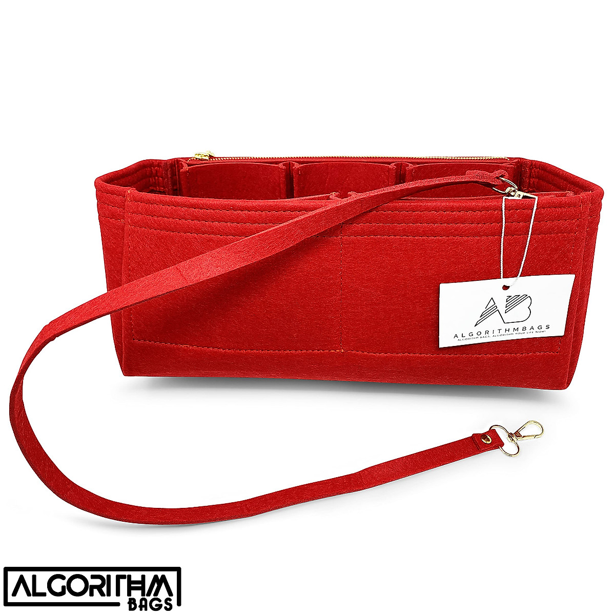 AlgorithmBags Purse Organizer Insert with zippers | designed for Louis Vuitton LV Graceful MM Shaper Liner Divider Protector | 3mm Felt