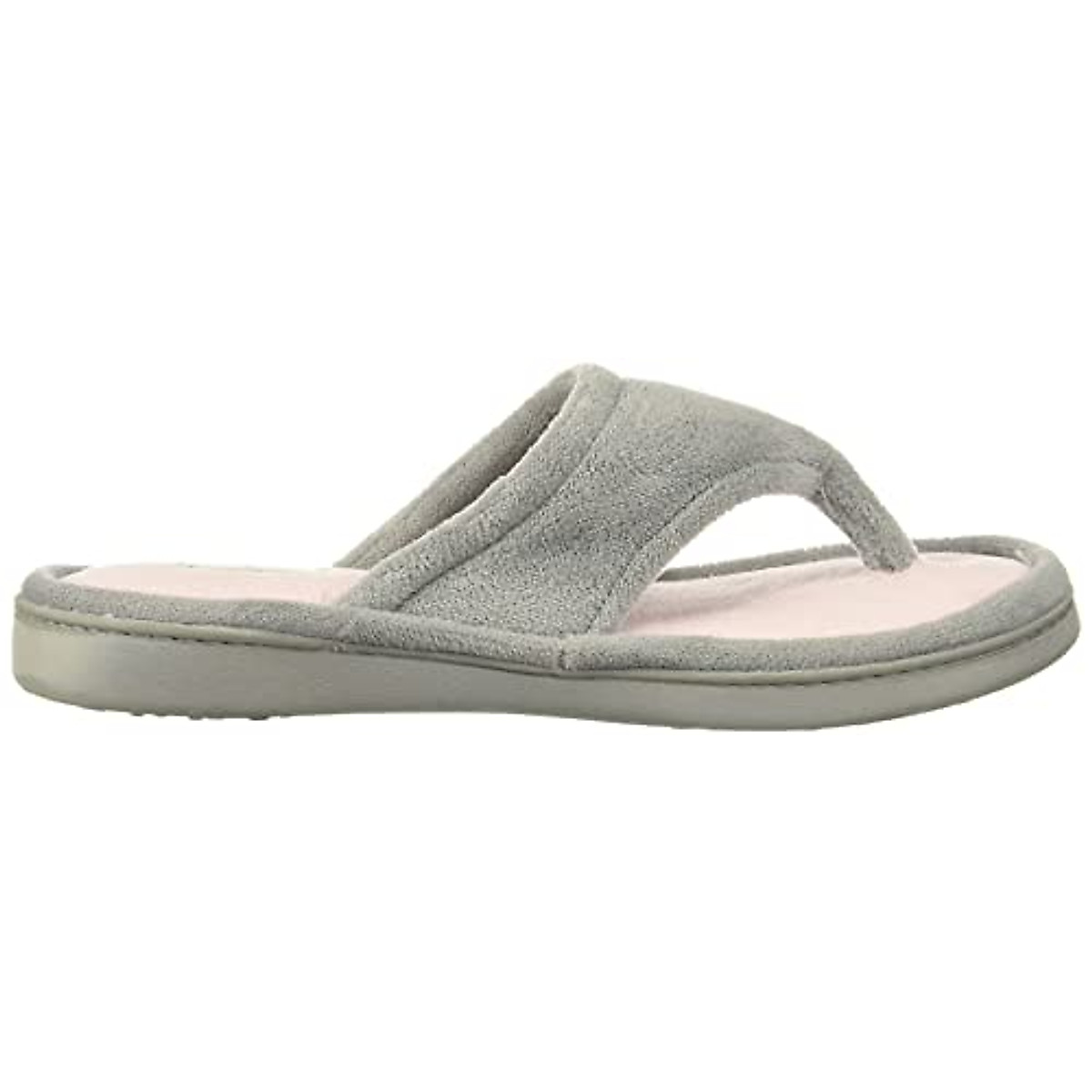 Dearfoams womens Melanie Colorblocked Microfiber Terry Thong Shoe Slipper, Sleet, Large US