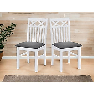 Liveasy Furniture Dining Chairs Set of 2, Dining Room Chairs with Solid Wood Legs, Kitchen Chairs with Cushion (White, Set of 2)