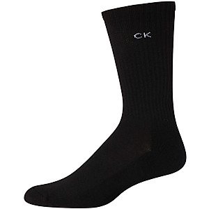 Calvin Klein Men's 6 Pair Athletic Crew Socks, Size 7-12, Black
