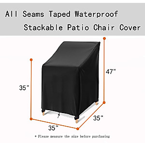 YHINGG Outdoor chaise lounge Cover Waterproof Stackable Patio Chair Cover Outdoor Furniture Cover Tear-Resistant Black (2)