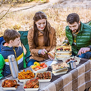 MALLMALL6 40Pcs Thanksgiving Tin Foil Containers with Lids for Goody Party Leftovers & Treat Exchange, Pumpkin Turkey Patterns Cardboard Covers Aluminum Disposable Food Storage Pan 7.4" X 5.4" X 2"