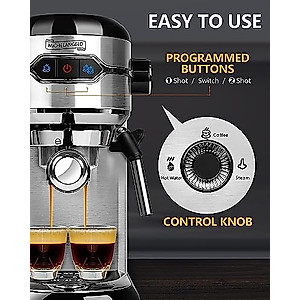 MICHELANGELO 15 Bar Espresso Machine with Milk Frother, Expresso Coffee Machines, Stainless Steel Espresso Maker for Cappuccino and Latte, Small Coffee Maker with Frother - Compact Design for Home