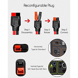 12Ft Solar Panel Charge Cable Fit for Anderson Adapter and Solar Connectors, 10AWG Charge Extension Cable for Portable Power Stations Solar Generators (Vertical Head)