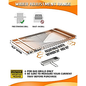 Grease Tray for Gas Grill - Adjustable 24"-30" Universal Grill Replacement Parts for Dyna Glo, Nexgrill, Expert Grill, Kenmore, BHG and More