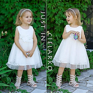 CIELARKO Baby Girl Dress Infant Flower Lace Wedding Party Dresses for 0-24 Months (18-24 Months, White)