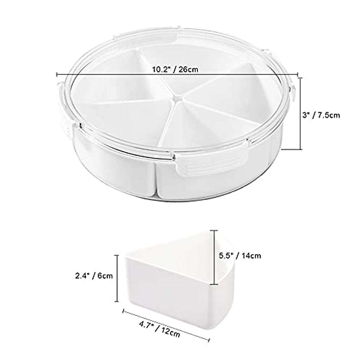 Shopwithgreen Divided Serving Tray with Lid, Removable Divided Platter Food Storage Containers with 4 Compartment for Christmas Party, Veggies, Snack, Fruit, Nuts, Candy, Cracker, Chip
