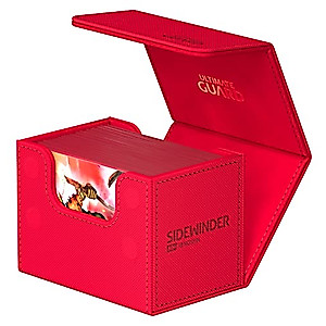 Ultimate Guard Sidewinder 80+, Deck Box for 80 Double-Sleeved TCG Cards, Red, Magnetic Closure & Microfiber Inner Lining for Secure Storage