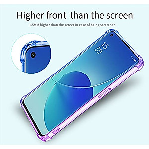 ZMONE Phone Case for Oppo Reno 6 5g Case with Tempered Glass Screen Protector [2 Pack], Clear Gradient Soft TPU Bumper Slim Anti-Scratch Shockproof Protective Cover - Blue/Pink