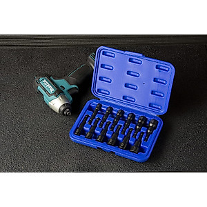 NEIKO 10250A Magnetic Hex Impact Nut Driver Set, 12-Piece Driver Bit Set for Drill, Cr-V Steel, 1/4" Quick-Change Hex Shank Nutsetters, Impact Rated SAE & Metric Master Impact Driver Socket Set