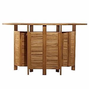 Deco 79 Teak Wood Indoor Outdoor Folding Bar with Expandable Sides, 70" x 24" x 41", Brown