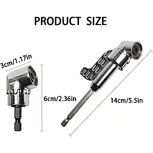 105 Degree Right Angle Drill Adapter, Right Angle Drill Adapter, Corner Tool Screw Hub With Multi-Function Bend Screwdriver Bit, 360°Rotatable Set For 1/4" Drill (Short+long+10 Screwdriver Bits)