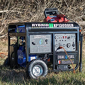 DuroMax XP13000EH Dual Fuel Portable Generator 13000 Watt Gas or Propane Powered Electric Start-Home Back Up, Blue/Gray