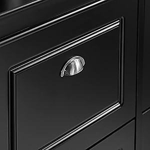 Haotian FSR79-SCH, Black Shoe Cabinet with 4 Flip Drawers, Freestanding Shoe Rack, Shoe Storage Cupboard Organizer Unit