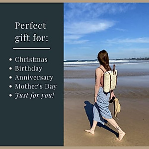 LA Collections Natural Straw and Leather Bag, Backpack, Tote, Adjustable Leather Straps, Perfect for Beach, Shopping, Market, Picnic, Music festival. Handcrafted by Moroccan artisans.