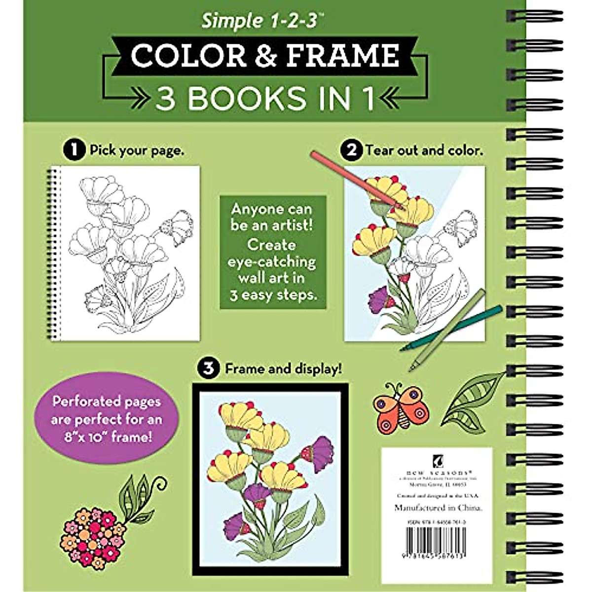 Color & Frame - 3 Books In 1 - Flowers, Deserts, Oceans (Adult Coloring Book)