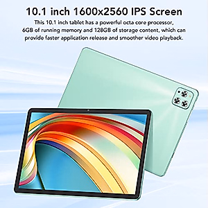 Rengu Gaming Tablet, Dual Cameras Speakers 100 to 240V 6GB RAM 128GB ROM 1600x2560 10.1in Tablet for Entertainment (US Plug)
