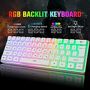 L500 Wireless Gaming Keyboard and Mouse Combo, 2200mAh Mini 61 Keys Mechanical Feeling Keyboard with Bluetooth 5.1&2.4G Wireless Dual Modes,RGB Backlit Wireless Lightweight Gaming Mouse for PC/Gamer