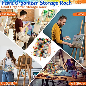 DoubleFill Wooden and Acrylic Paint Organizer Paint Holder Paintbrush Storage Miniature Model Paint Rack Painting Stand Can Hold 123 Bottle & 22 Brush for Christmas Gifts
