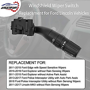 Windshield Wiper Switch | Replacement for 2011-2019 Ford Explorer, 2011-2015 Ford Edge, 2013-2018 Ford Police Interceptor Utility, 2011-2017 Lincoln MKX | Replaces# SW7688, DB5Z-17A553-AB