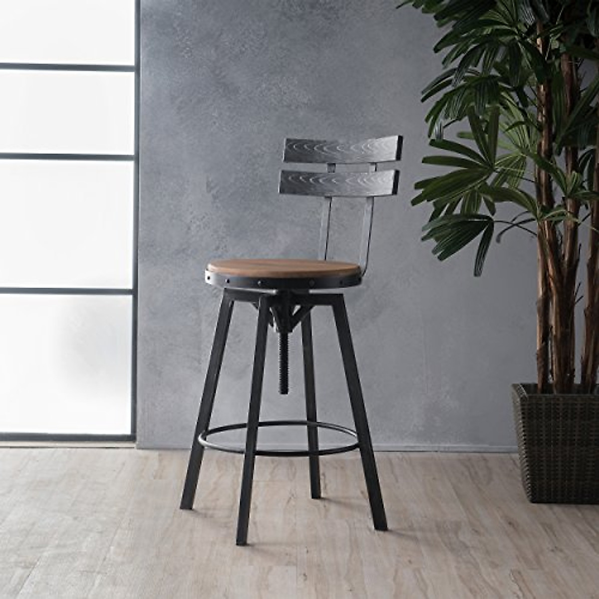Christopher Knight Home Alanis Firwood Barstool, 39", Black Brush Silver