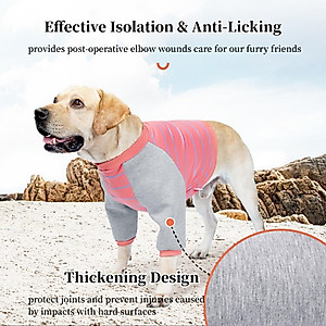 Dog Elbow Protector for Calluses, Dog Post Operative Protection Shirt, Dog Surgery Recovery Suit Clothes Front Leg Braces Elbow Dysplasia, Cone Collar Alternative for Sprain Arthritis Joint Care, L