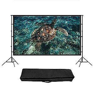 Projector Screen with Stand, 16:9 4K HD Portable Large Projector Screen Pull Down, Tripod Manual Quick Assembly for Home Theater Backyard Cinema,150in