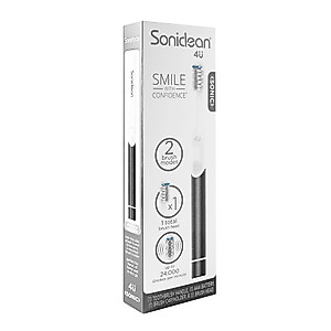 Soniclean 4U Sonic Electric Toothbrush for Adults, Black, Battery Powered, Dual Cleaning Modes, Refillable Brush Heads, Multi-Use Travel Cover