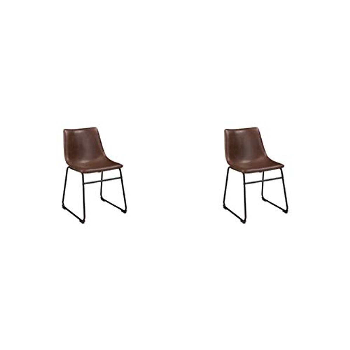 Signature Design by Ashley Mid Century Centiar Dining Bucket Chair, 2 Count, Black and Brown