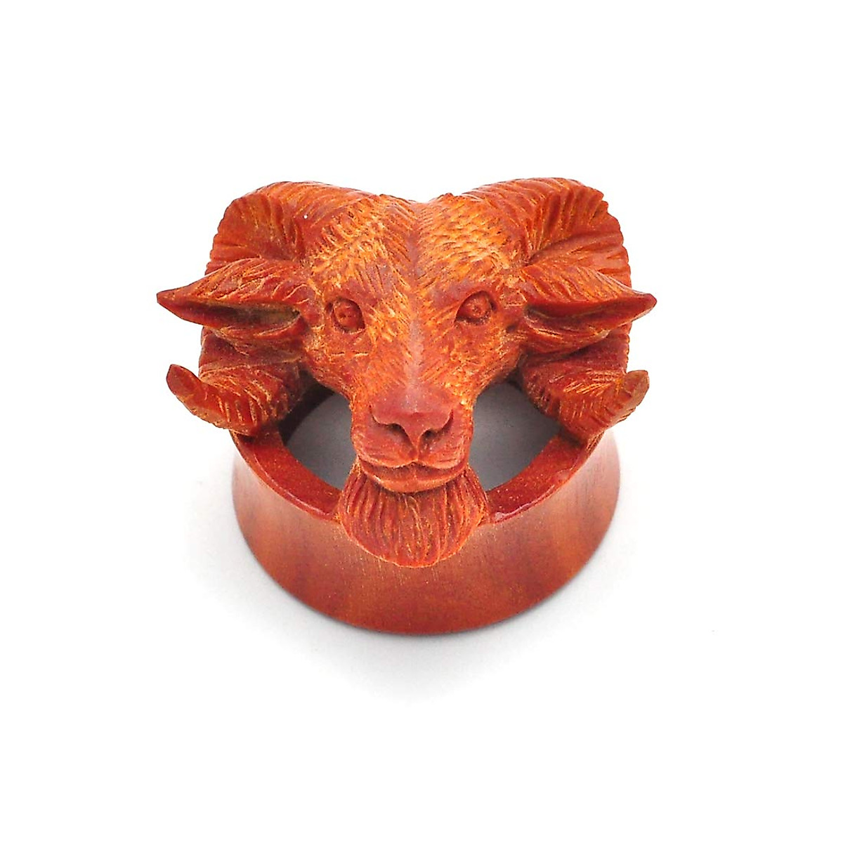 Mystic Metals Body Jewelry Pair of Hand Carved Saba Wood Goat Head Plugs(PW-340) (5/8" (16mm))