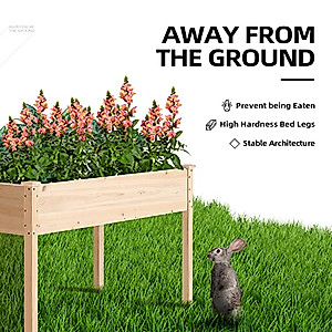 Flamaker 46x30x22in Raised Garden Bed Elevated Wood Planter Box with Legs for Backyard, Patio, Balcony, Garden