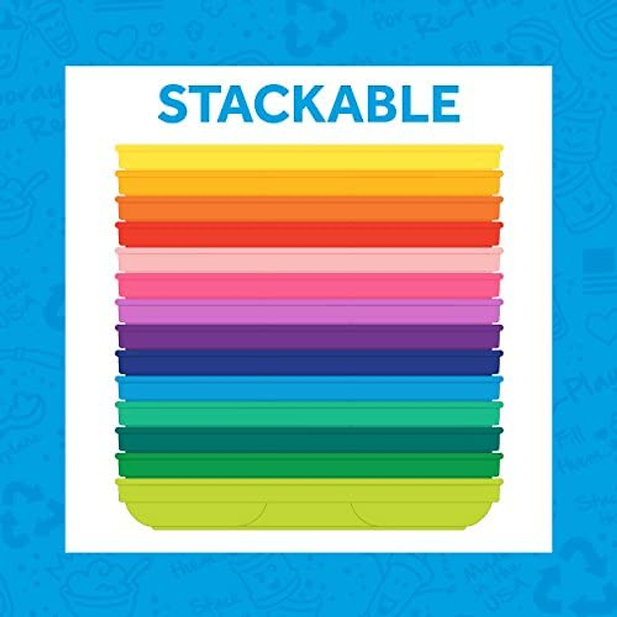 Re-Play Made in USA Large 3 Compartment Plates, Pack of 4 - Reusable Divided Plates for Kids, Dishwasher and Microwave Safe - Durable Lunch Trays for Kids 7.4" x 9.88" x 1.25", Aqua