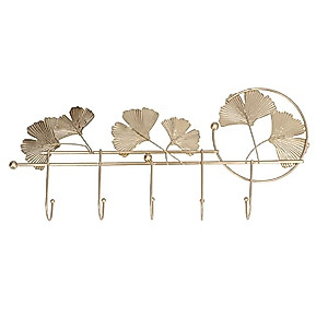 Wall Hooks, European Style Ginkgo Biloba Leaf Self Adhesive Hats Hooks, Metal Wall Mounted Hanging Coat Rack for Bathroom Kitchen