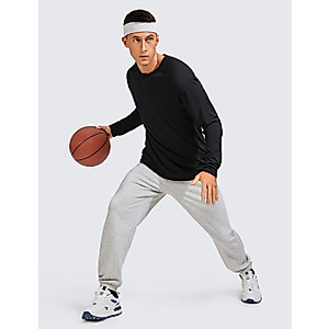 CRZ YOGA Lightweight Long Sleeve Shirts for Men Moisture Wicking Quick Dry Shirt Workout Running Basic Tee Tops Black Large