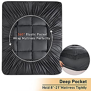 Atarashi 3 Inch Thick Mattress Topper King,400TC Pillow Top Mattress Topper,Soft Cotton Mattress Pad Cover,Breathable & Plush Down Alternative Fill,Fit to 8”-21” Mattress，Gray