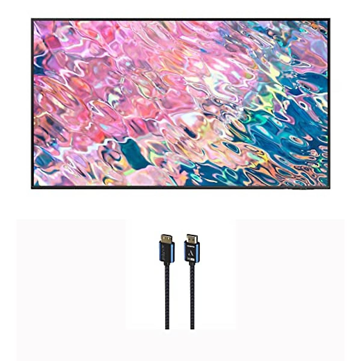 SAMSUNG QN43Q60BAFXZA 43" QLED Quantum HDR 4K Smart TV with an Austere 5S-4KHD2-2-5M V-Series 2.5m Premium 4K HDR HDMI Braided Cable (2022)
