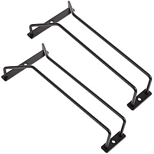 Dianoo 2pcs Wine Glass Rack Under Cabinet Black, Metal Wine Glass Holder, Stemware Rack Under Shelf, Wine Glasses Storage Hanger, 24.5cm