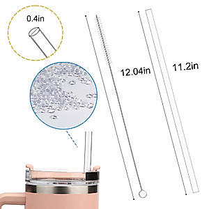 6 Pack Reusable Straws Plastic Straws with Cleaning Brush Compatible with Stanley 20&30 oz Stanley Cup Stanley Water Jug,Replacement Straws for Stanley Adventure Travel Tumbler