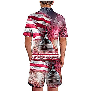 Set American Flag Casual 3D Men's Independence Sailing Day Printing Summer Ship Men Homecoming Suits for Men Red