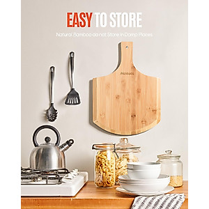 Pizza Peel 12 Inch, Natural Bamboo Pizza Peel Pizza Paddle Spatula Oven Accessory for Large Wood Pizza Board For Transferring & Serving, Wood Pizza Cutting Board for Cheese Bread Fruit Vegetabl