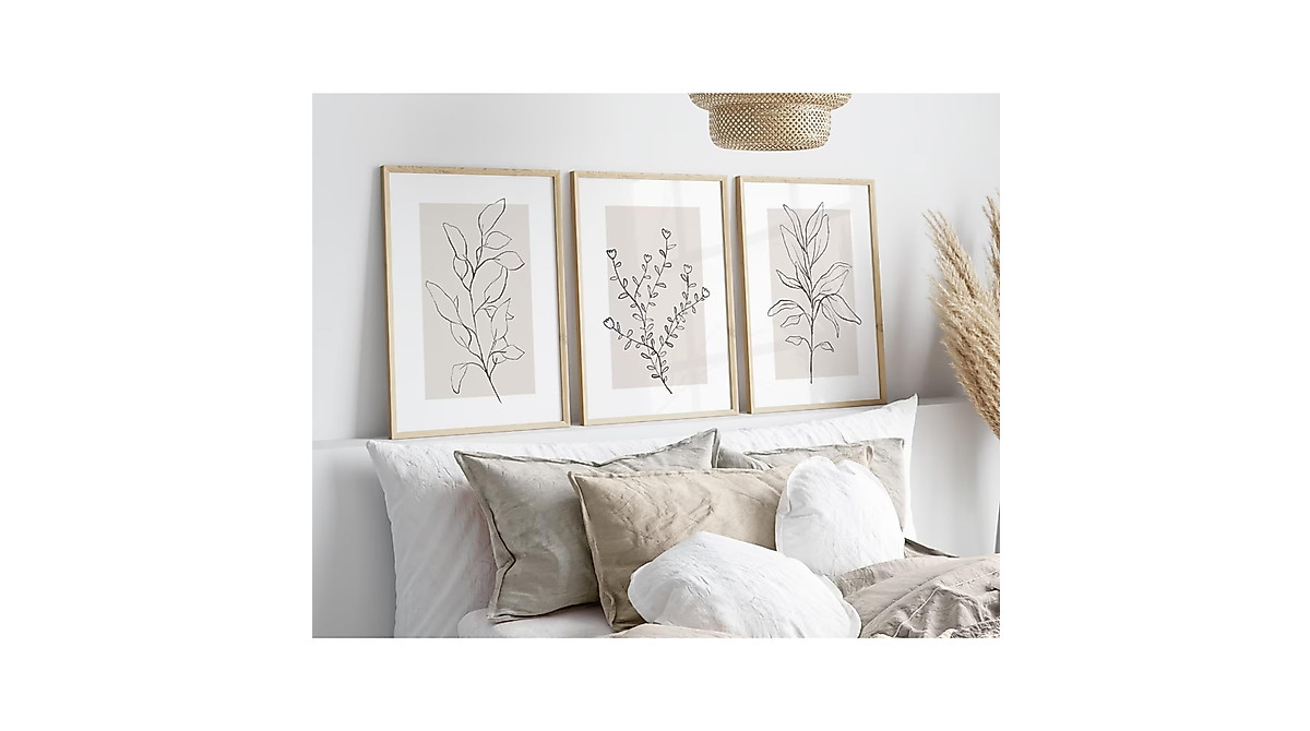 Neutral Botanical Prints Wall Art Decor Plant Minimalist Canvas ...