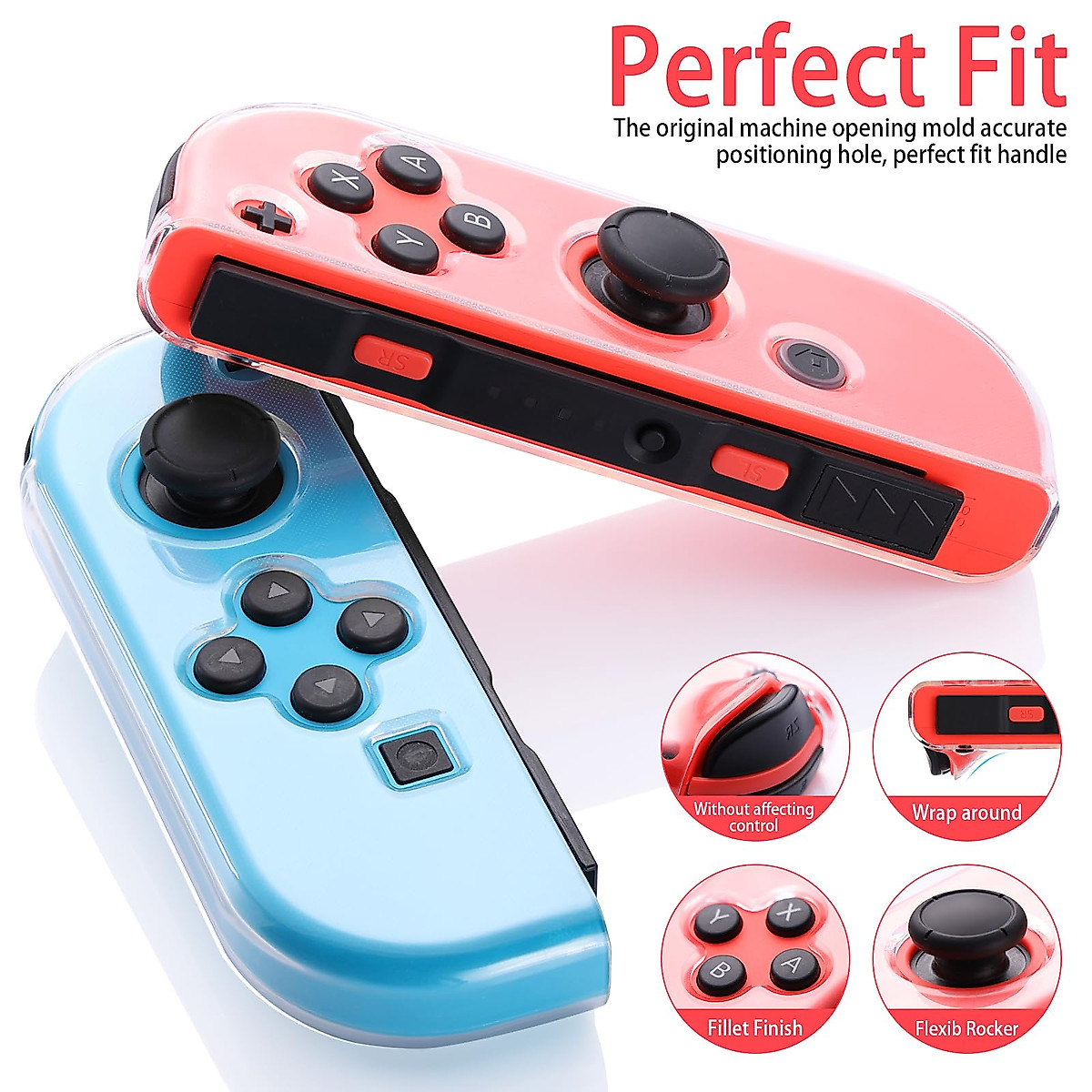 Soft Replacement Shell Case for Nintendo Switch Joy-Con, Clear TPU Protective Cover Case Compatible with NS Joy Cons Handheld Controller