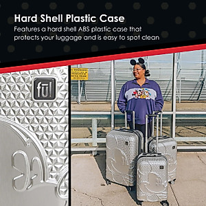 FUL Disney Mickey Mouse 25 Inch Rolling Luggage, Hardside Suitcase with Spinner Wheels, Silver