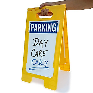 SmartSign - SF-0318-FB-25x12-DE "Parking" Blank Write-On Folding Floor Sign | 25" x 12" Plastic