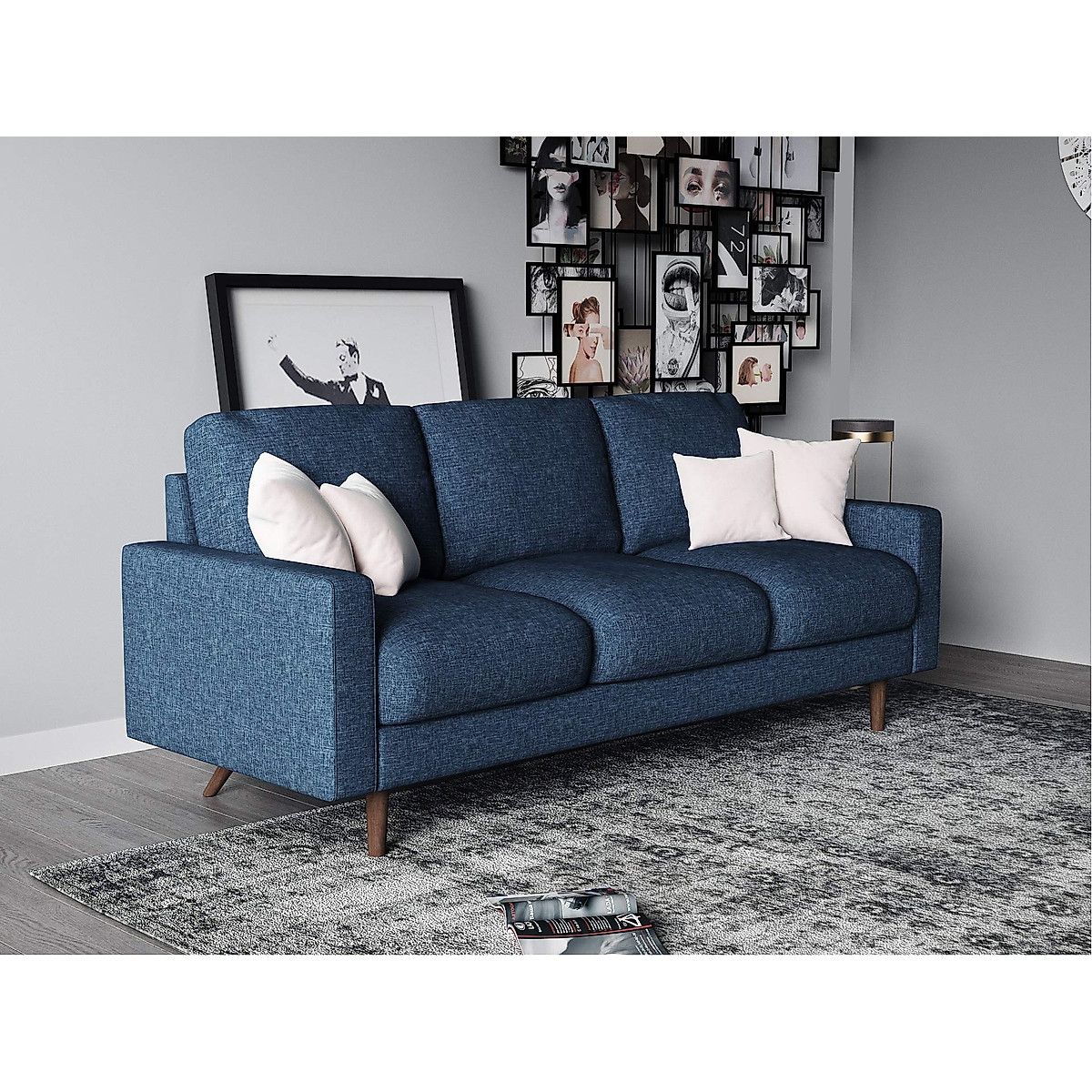 US Pride Furniture Modern Simple Style Soft 3 Seater Sofa with Removable Cushion and Wood Support