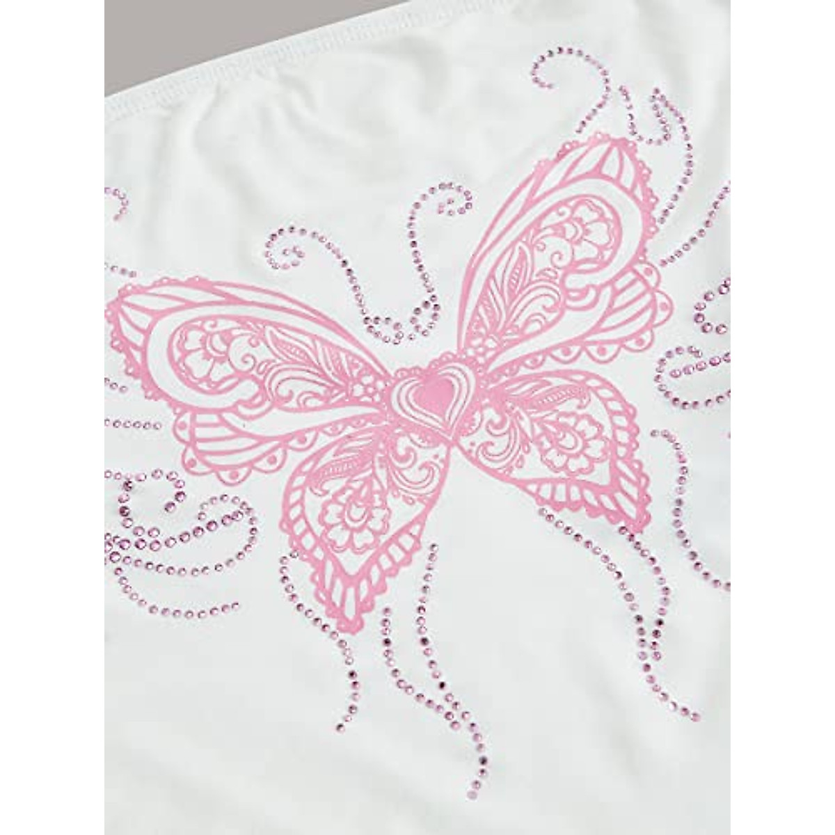 SOLY HUX Women's Rhinestone Butterfly Print Y2K Crop Tops Sleeveless Strapless Summer Bandeau Tube Top White Butterfly S