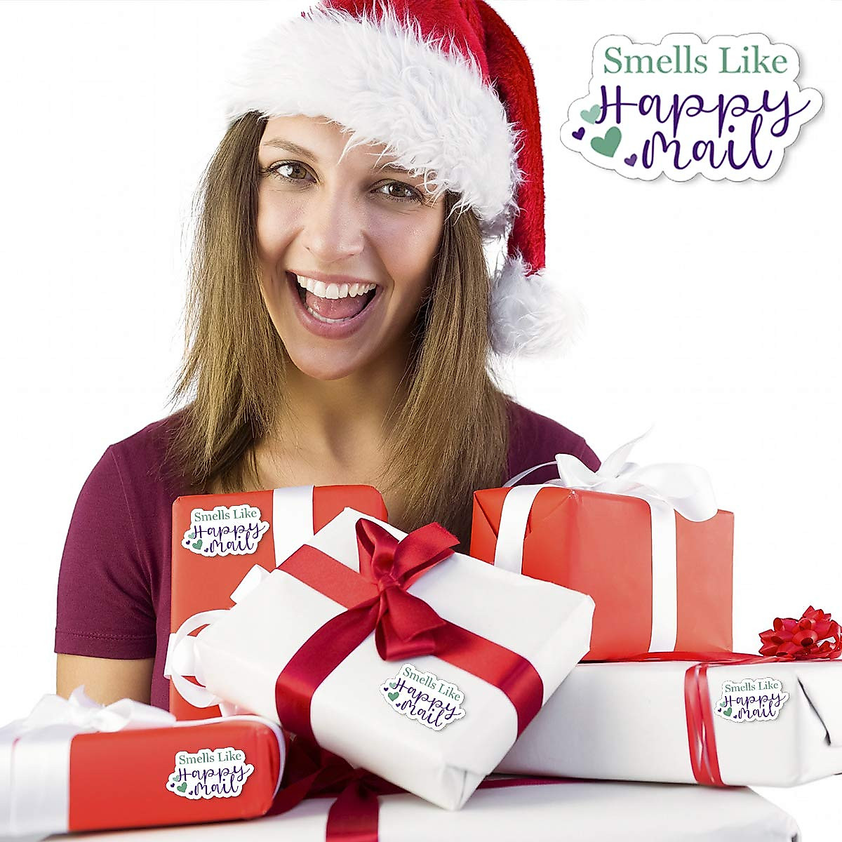 Muminglong 1.5 Inch Smells Like Happy Mail Stickers, Small Shop Stickers, Small Business, Thank You Sticker,Packaging Sticker, 500 PCS